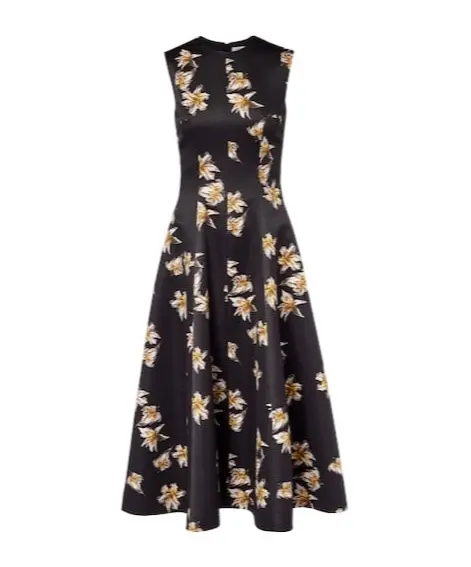 EMILIA WICKSTEAD Mara Floral Duchess Satin Midi Dress - Black