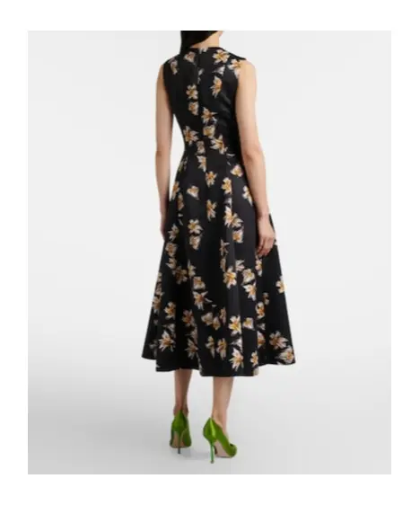 EMILIA WICKSTEAD Mara Floral Duchess Satin Midi Dress - Black