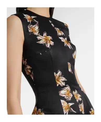 EMILIA WICKSTEAD Mara Floral Duchess Satin Midi Dress - Black