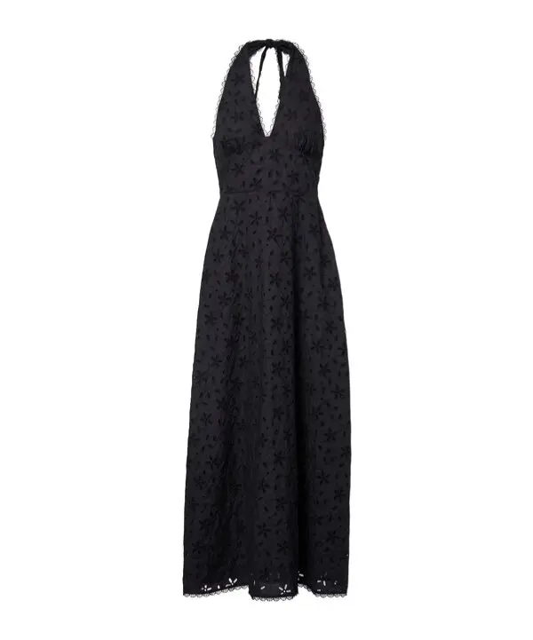 Posse Salma Embroidered Halterneck Dress - Black