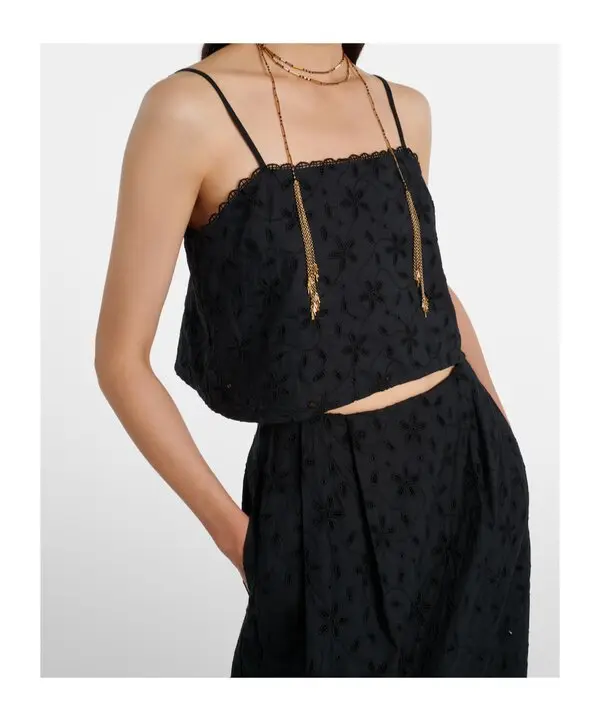Posse Salma Embroidered Cropped Top