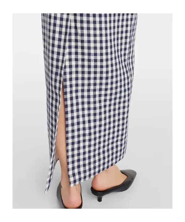 Posse Romeo Gingham Strapless Linen Maxi Dress