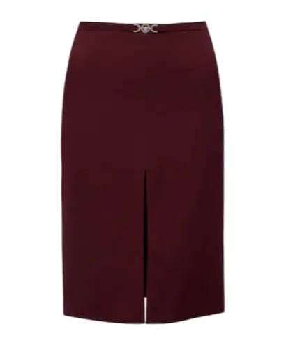 Versace Medusa Wool Gabardine Pencil Skirt - Brown