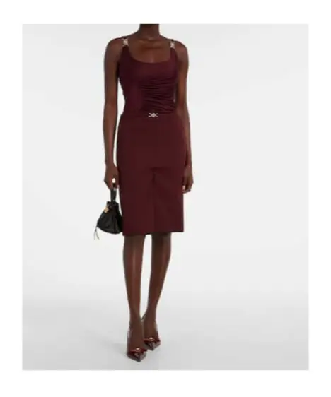 Versace Medusa Wool Gabardine Pencil Skirt
