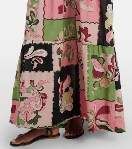 ADRIANA DEGREAS Printed Off-shoulder Cotton Maxi Dress