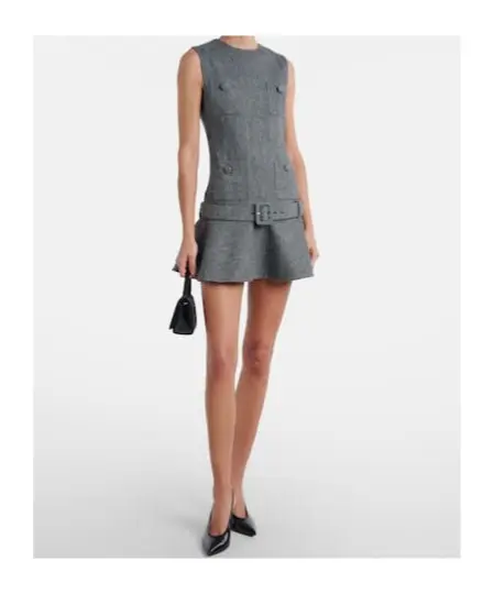 SELF-PORTRAIT Herringbone Wool-blend Minidress