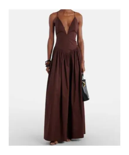 ADRIANA DEGREAS Open-back Cotton Maxi Dress