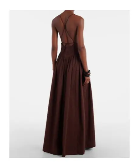 ADRIANA DEGREAS Open-back Cotton Maxi Dress