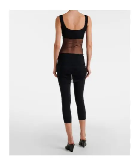 NENSI DOJAKA Cropped Tulle-trimmed Leggings