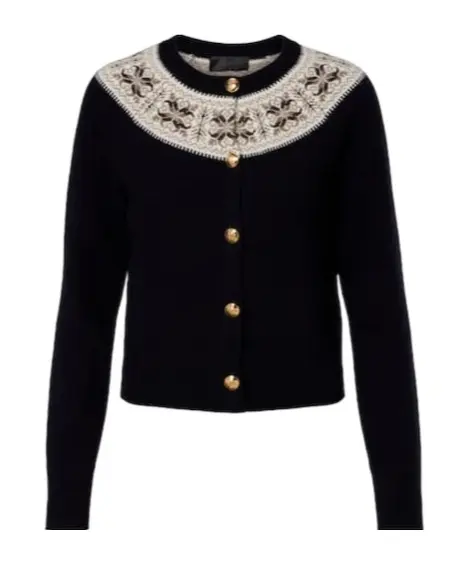 NILI LOTAN Josefa Fair Isle Cashmere Cardigan - Blue
