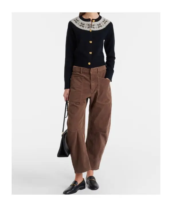 NILI LOTAN Shon Corduroy Barrel-leg Pants - Red