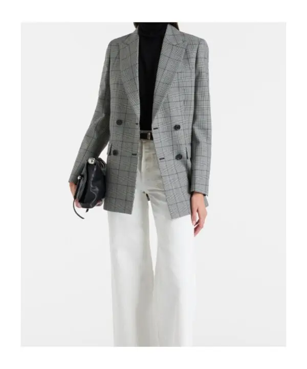 NILI LOTAN Weston Plaid Virgin Wool Blazer