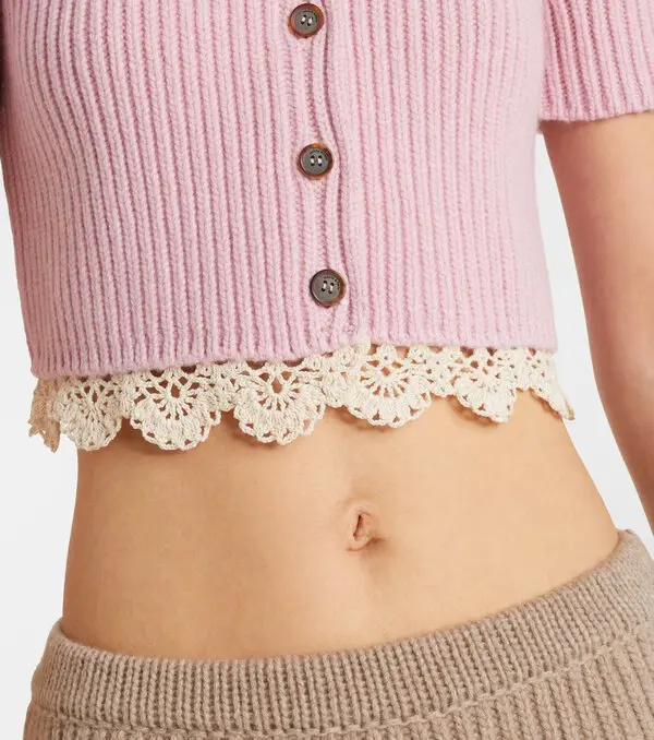 Magda Butrym Crochet-trimmed Cashmere Top