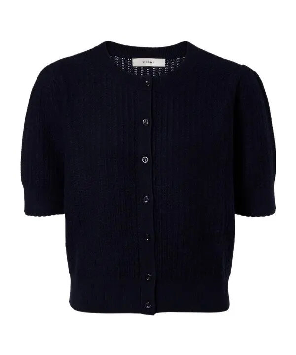 FRAME Ladder Pointelle Cashmere Cardigan
