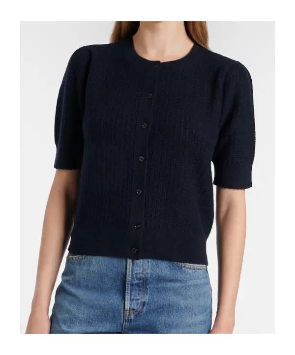 FRAME Ladder Pointelle Cashmere Cardigan