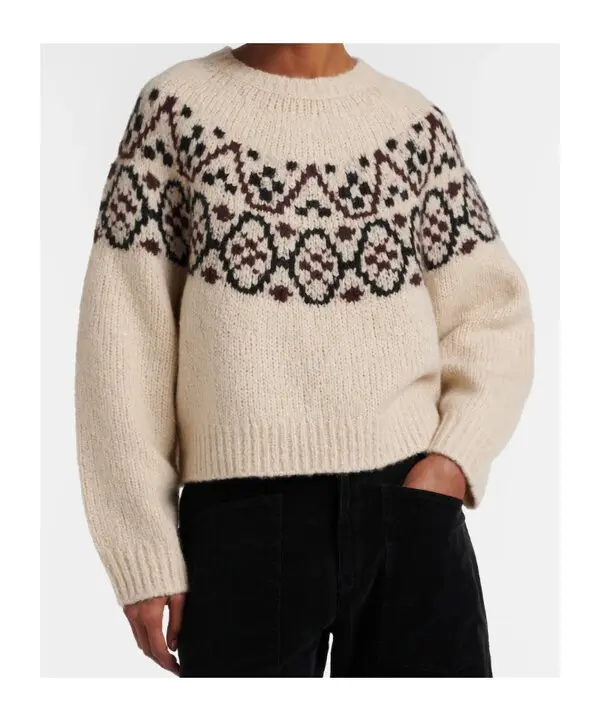 NILI LOTAN Chrissy Fair Isle Jacquard Sweater - Beige