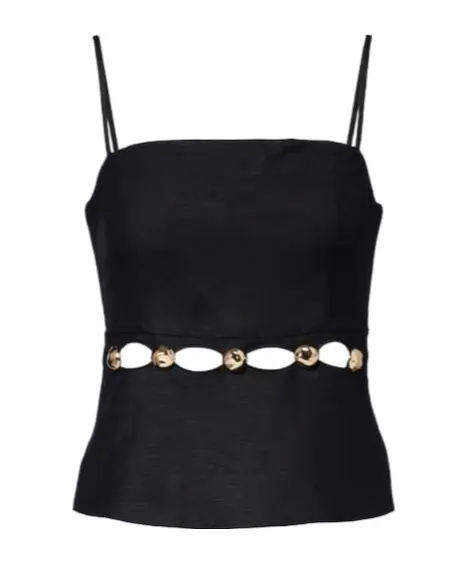 Simkhai Cutout Embellished Linen-blend Camisole