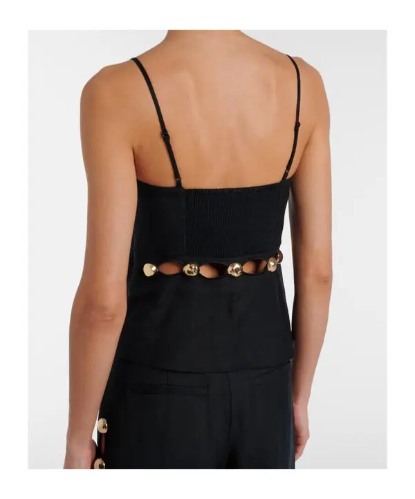 Simkhai Cutout Embellished Linen-blend Camisole