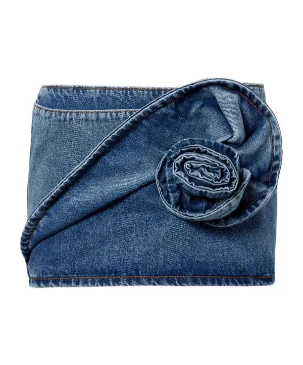 Magda Butrym Floral-appliqué Denim Miniskirt - Blue