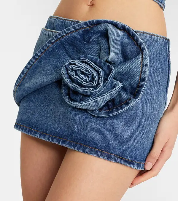 Magda Butrym Floral Appliqué Denim Miniskirt