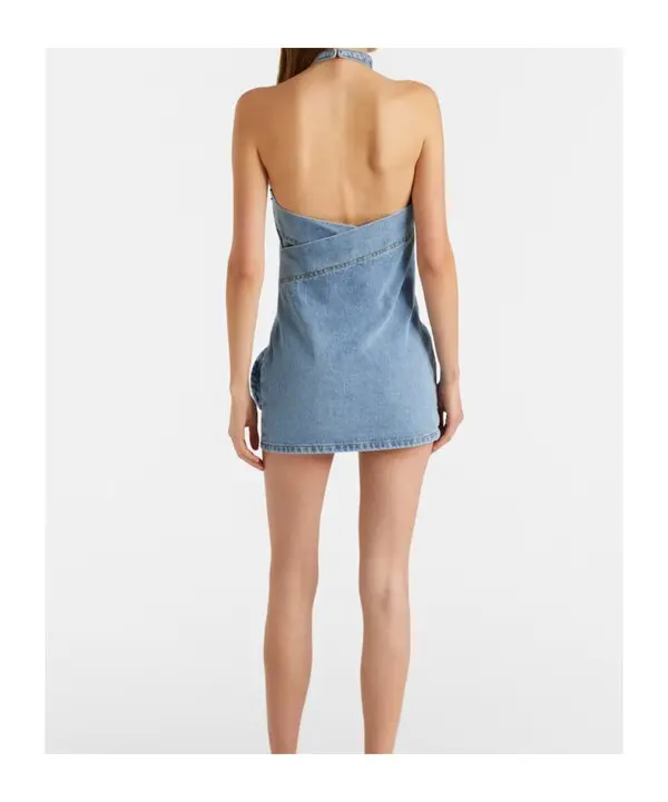 Magda Butrym Floral Appliqué Denim Mini Dress