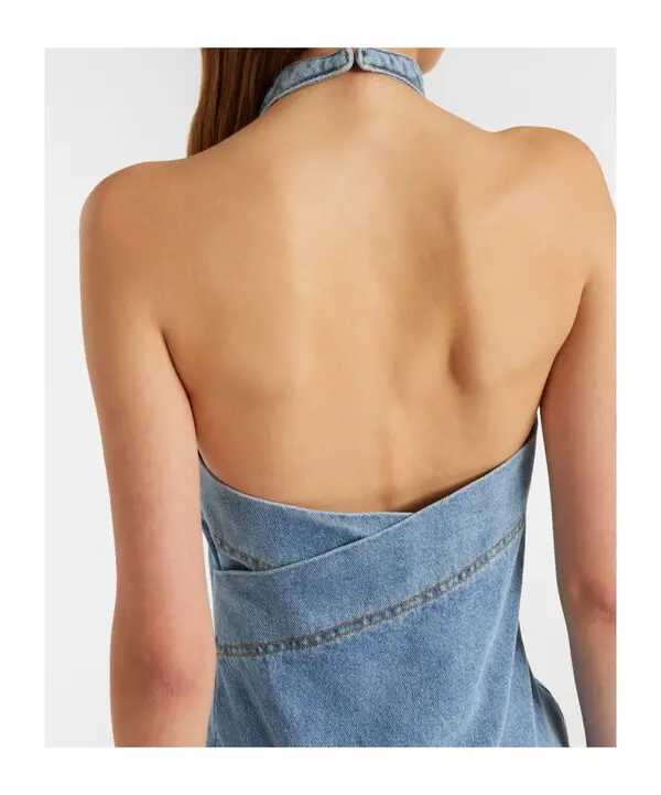 Magda Butrym Floral Appliqué Denim Mini Dress