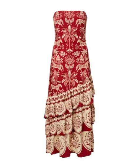 Farm Rio Haras Printed Tiered Maxi Dress - Brown