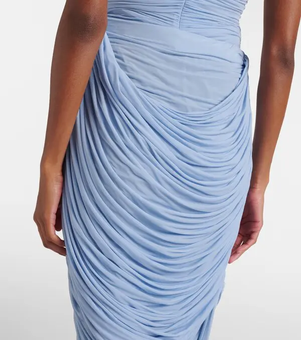 Magda Butrym Draped Ruched Jersey Midi Skirt