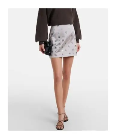 Veronica Beard Olenna Embellished Cotton-blend Miniskirt