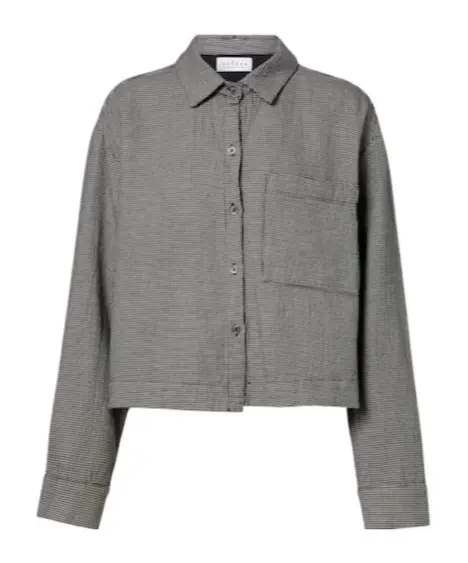 Velvet By Graham & Spencer Adeline Houndstooth Cotton Shirt - Gray