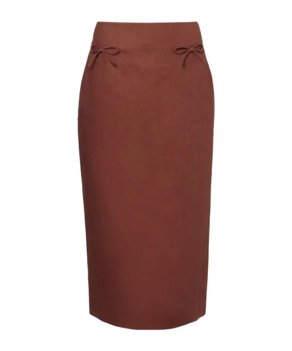 Posse Sabine Linen Pencil Skirt - Brown