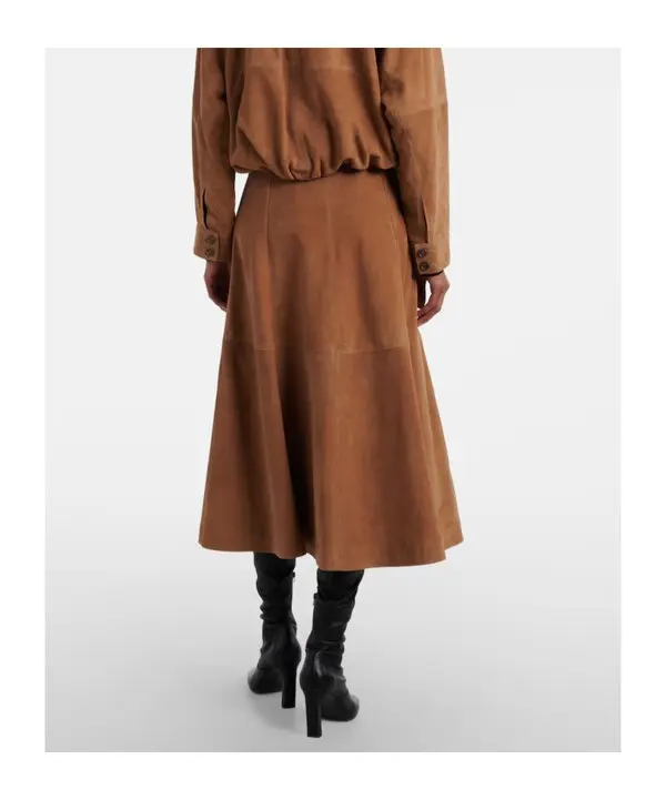 Simkhai Bonnie Suede Midi Skirt