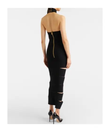 Balmain Cutout Ribbed-knit Gown