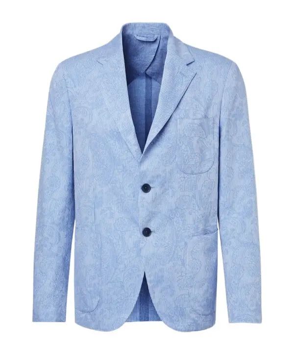 Etro Woven Cotton Jersey Blazer