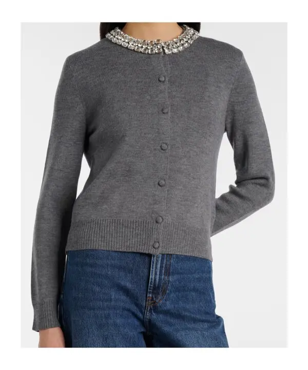Veronica Beard Daro Embellished Wool Cardigan