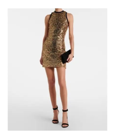 Roberto Cavalli Sequined Leopard Print Mini Dress