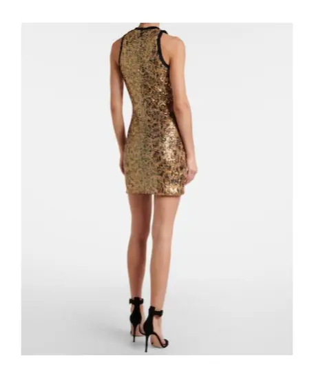 Roberto Cavalli Sequined Leopard Print Mini Dress