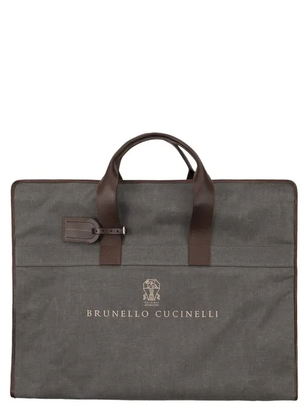 Brunello Cucinelli Techno Fabric And Calfskin Garment Bag