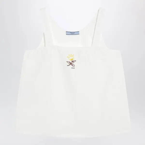 Prada Linen Top With Embroidery