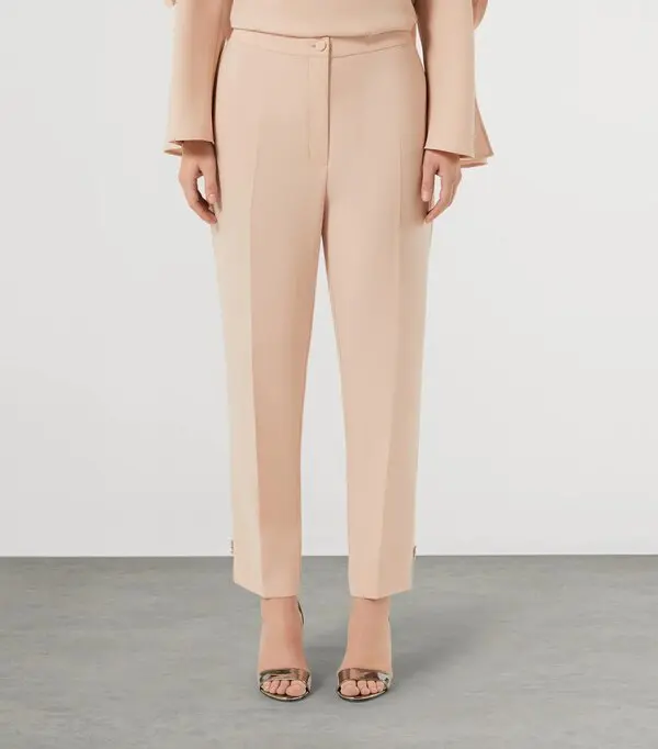 Marina Rinaldi Cady Tailored Trousers With Hem Slit