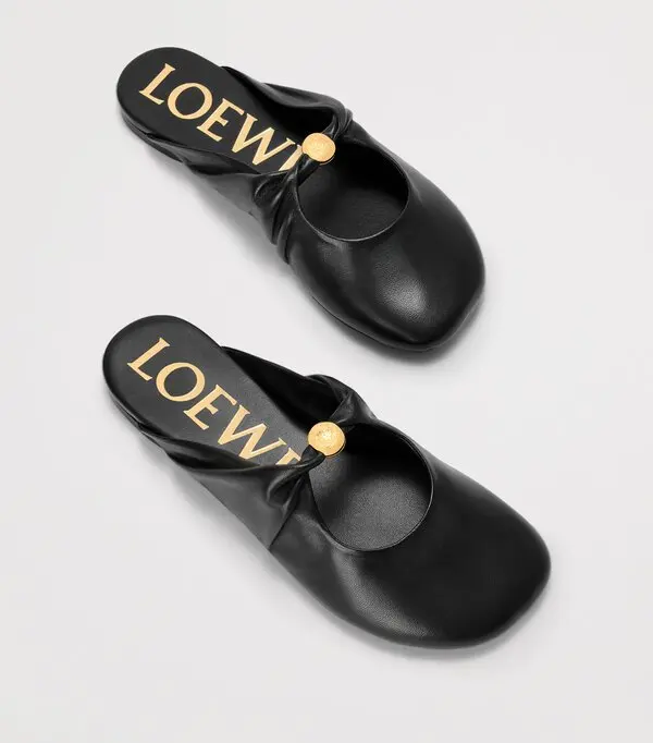 Loewe Leather Pebble Mules - Black