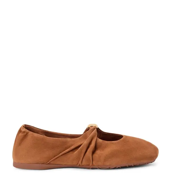 Loewe Suede Pebble Soft Ballet Flats - Brown
