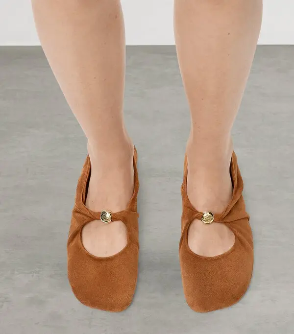 Loewe Suede Pebble Soft Ballet Flats - Brown