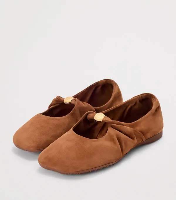 Loewe Suede Pebble Soft Ballet Flats - Brown