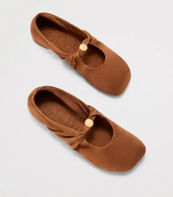Loewe Suede Pebble Soft Ballet Flats - Brown