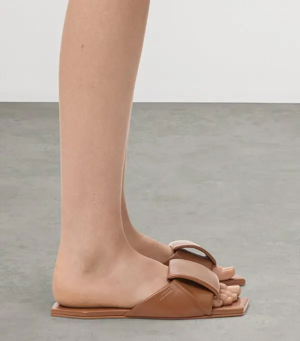 Loewe Origami Leather Slides - Brown