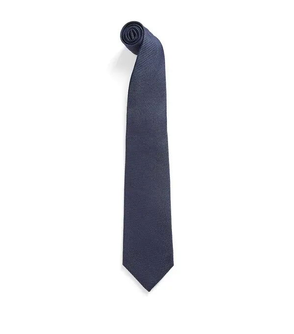 Isaia Silk Seven-fold Neck Tie - Blue