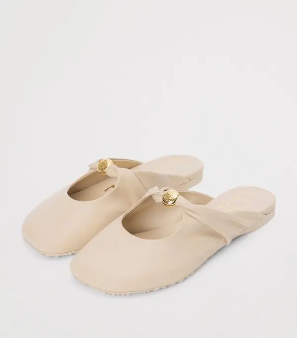 Loewe Leather Pebble Mules - Beige