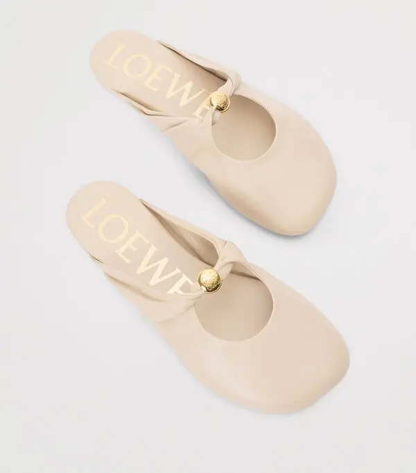 Loewe Leather Pebble Mules - Beige