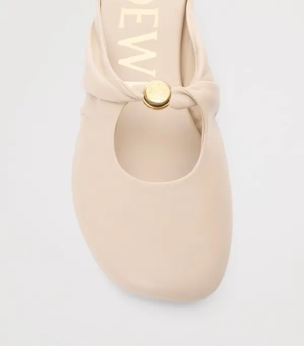 Loewe Leather Pebble Mules - Beige